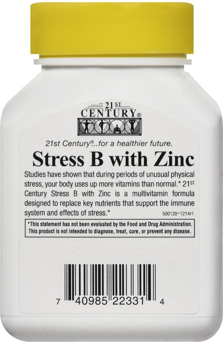 Case of 24-Stress B + Zinc Tab 66 By 21st Century USA