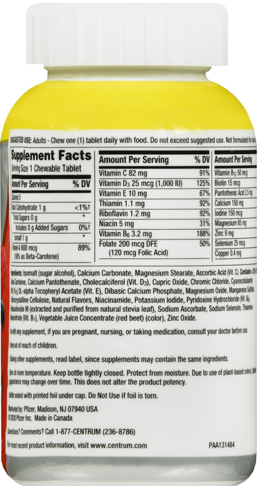 Centrum 50+ Fresh & Fruity Chewable 60 By Glaxo Smith Kline Consumer Hc USA