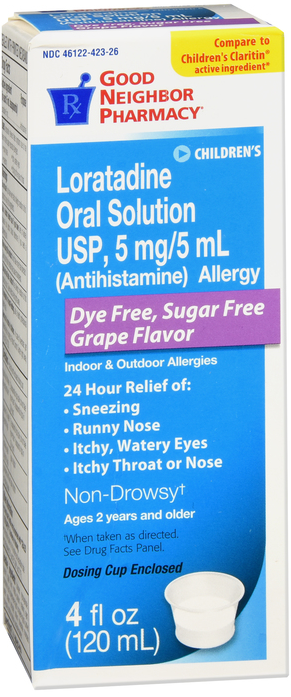 Case of 24-GNP Loratadine Oral Dye Free Sugar Free Grape Liquid 4oz Gen ...