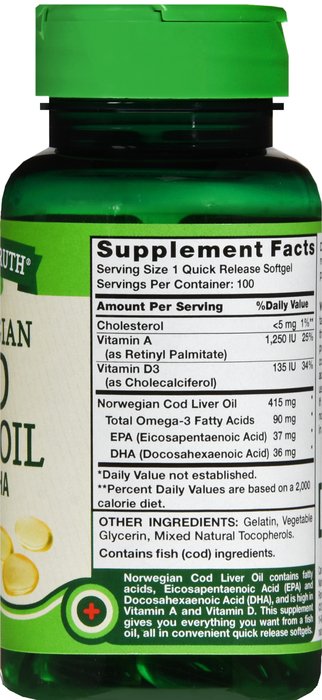 Cod Liver Oil Soft Gel 100 By Windmill Health Products USA
