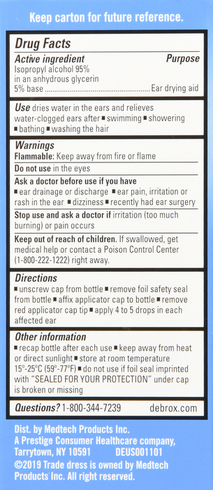 Pack of 12-Debrox Swimmers Ear Relief 1 oz Drops By Medtech USA