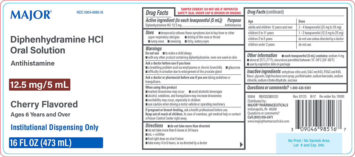 Diphenhydramine 12 5Mg-5 Ml Solution 12 5 Mg -5 Ml 473 Ml By Major Gen ...