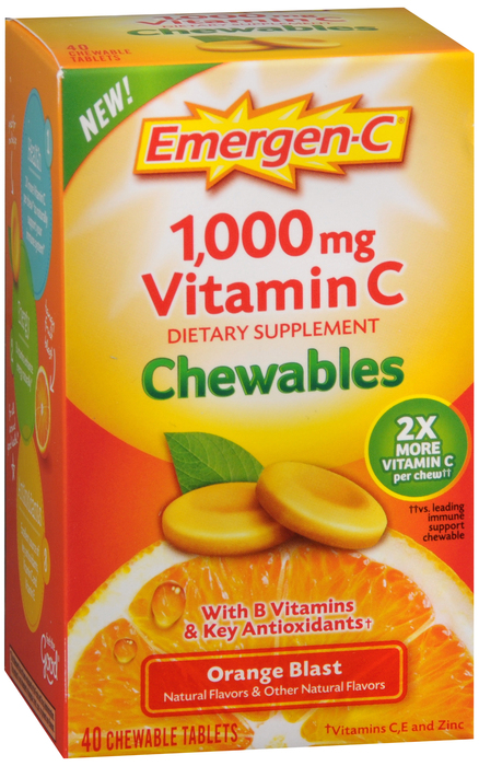 Emergen-C Vit C Orange Chewable Tab 1000 mg 40 By Glaxo Smith Kline ...