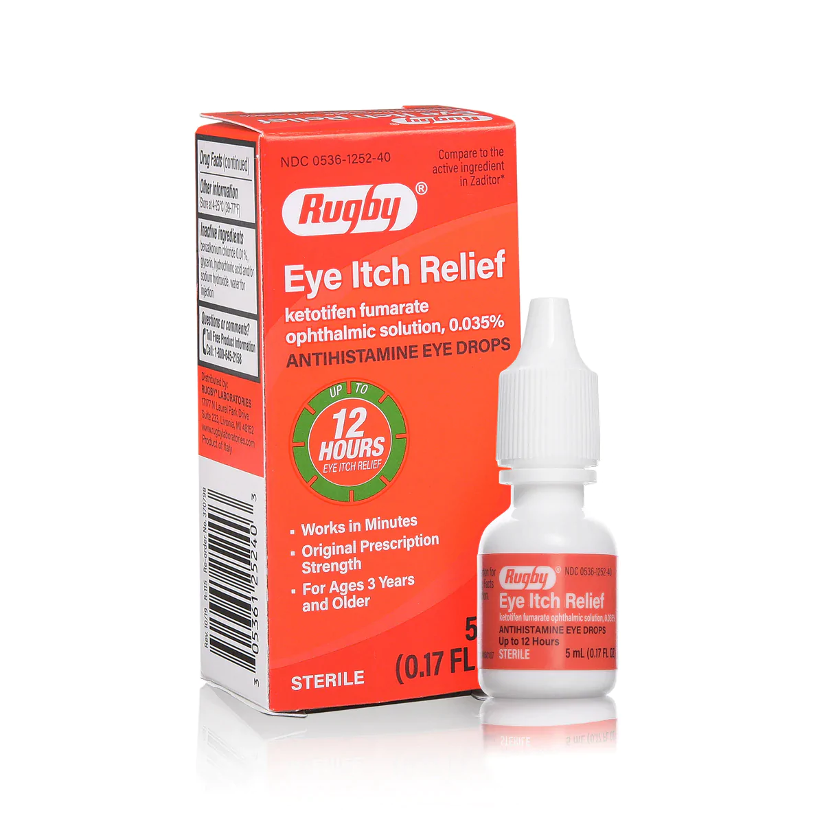 Eye Itch Relief Ketotifen Opthalmic 0.035% 5 ml By Major Pharma/Rugby USA