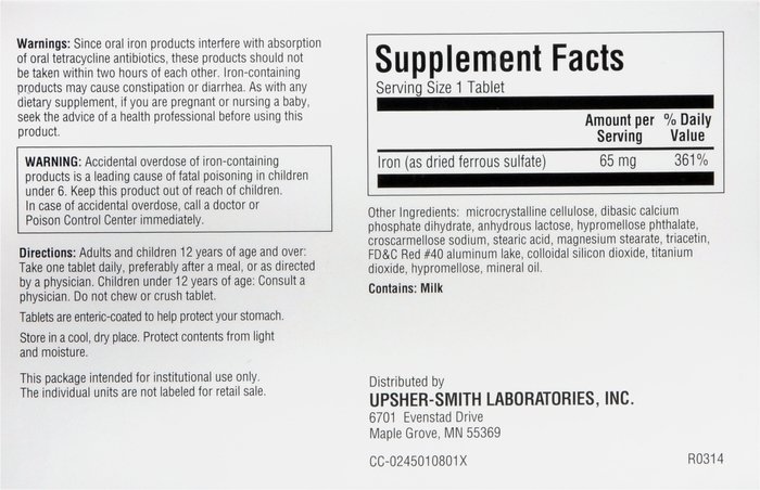 Ferrous Sulfate 325 mg Red Tab 100 By Upsher-Smith Labs USA