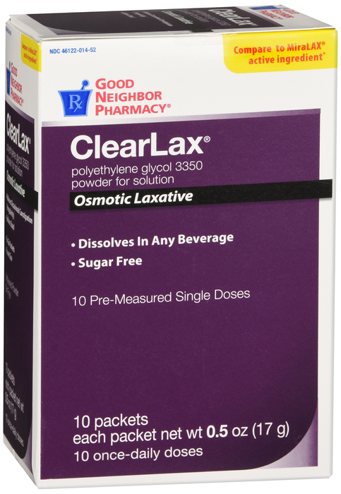 Pack of 12-GNP Clearlax Peg 3350 17 gm Powder 17 gm 10 By Perrigo-GNP USA