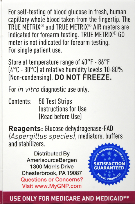 Pack of 12-GNP Truemetrix Test Strip Medi Med Strip 50 By Trividia ...