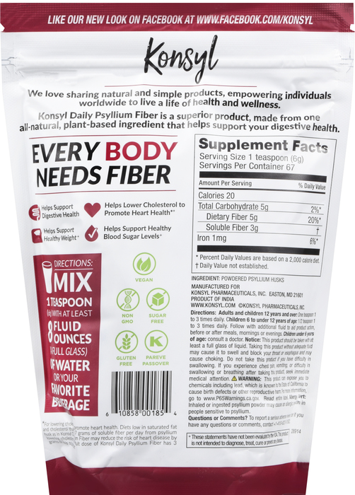 Konsyl Org Daily Psyllium Fbr Powder 14.2 oz By Konsyl Pharmaceuticals USA