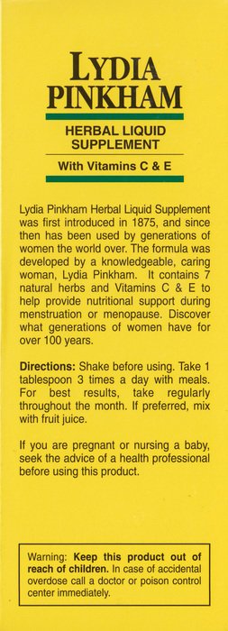 Lydia Pinkhams Vegetable Elixir Exlxir 16 oz By Emerson Healthcare USA