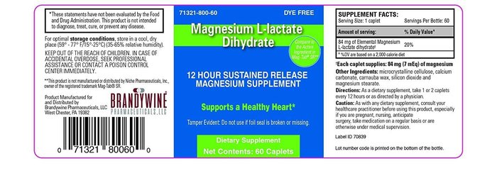 Magnesium L-Lactate Dih 84 mg Sr Caplet 84 mg Sr 60 By Brandywine ...