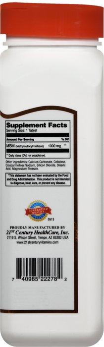 MSM 1000 mg Tab 21St Century Tab 1000 mg 180 By 21st Century USA