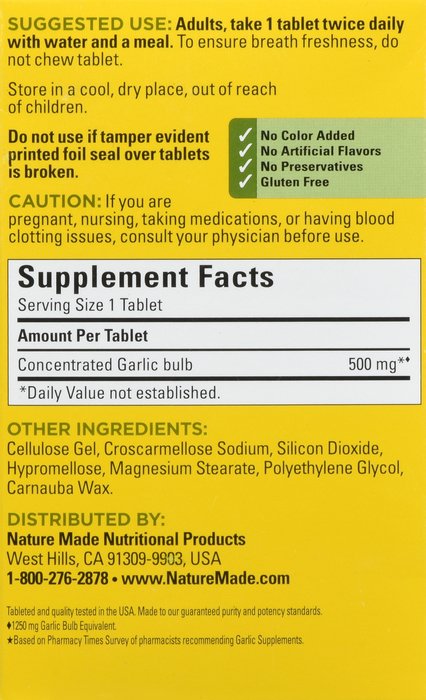 Nature Made Garlic Odorless Tab 100 By Pharmavite Pharm Corp USA