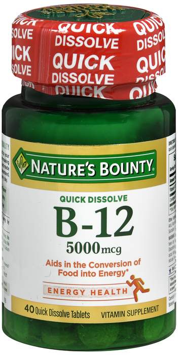 Natures Bounty Vitamin B-12 Qd 5000Mcg Tablet 5000Mcg 40 By Nature's ...