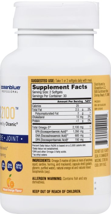 OceanBlue Omega-3 2100 Softgels Natural Orange Flavor 60 EA