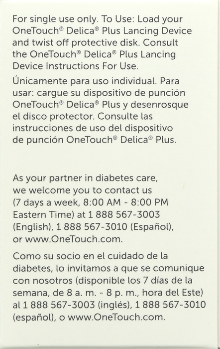 Case of 24-One Touch Delica Plus Lancet 30G Lancet 100 By Lifescan USA