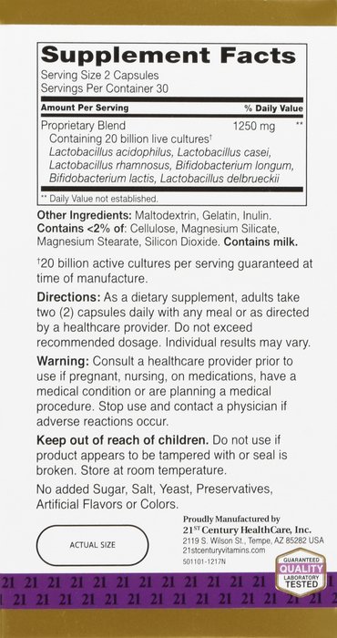 Pack of 12-Advanced Probiotic Caplet 60 By 21st Century USA