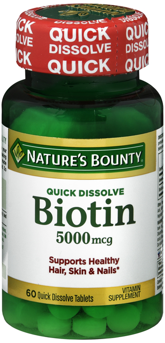 Pack of 12-Biotin 5000Mcg Qd Tabs 60 By Nature's Bounty USA
