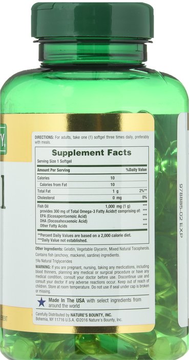 Pack of 12-Fish Oil 1000 mg Omega 3 Sgc Soft Gel 1000 mg 145 By Nature ...