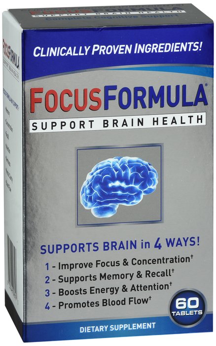 Pack of 12-Focus Formula Brain Tablet 60 By Windmill Health Products USA
