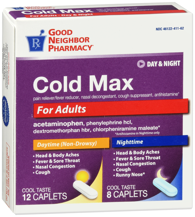 Pack of 12-Good Neighbor Pharmacy Cold Max Day & Night Caplets 20ct
