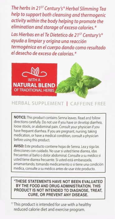 Pack of 12-Herbal Slimming Tea Peppermint Bag 24 By 21st Century USA