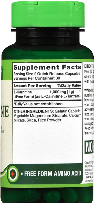 Pack of 12-L-Carnitine 500 mg Cap Nat Truth Capsule 500 mg N/T 60 By ...