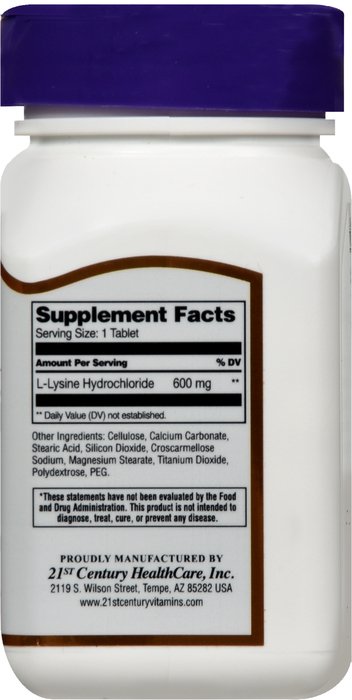 Pack of 12-L-Lysine 600 mg Tab 90Ct Tab 600 mg 90 By 21st Century USA
