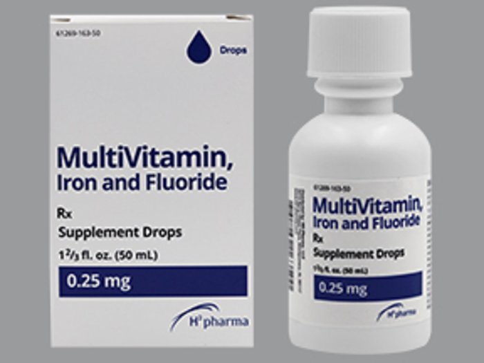 Pack of 12-Multivitamin Iron&Fluor 0.25 mg Drops 0.25 mg 50 ml By H2 ...