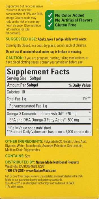 Pack of 12-Omega-3 1200 mg Xtr Softgel Nat Made Soft Gel 1200 mg 30 By ...