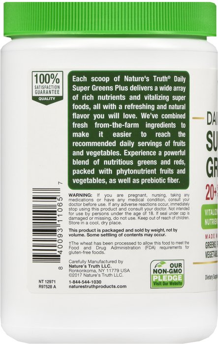 Pack of 12-Super Greens + Org an Pwdr 9.88oz Nat Tru Powder 9.88 oz By ...