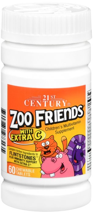 Pack of 12-Zoo FrienDS Extra C Chewable 60 By 21st Century USA