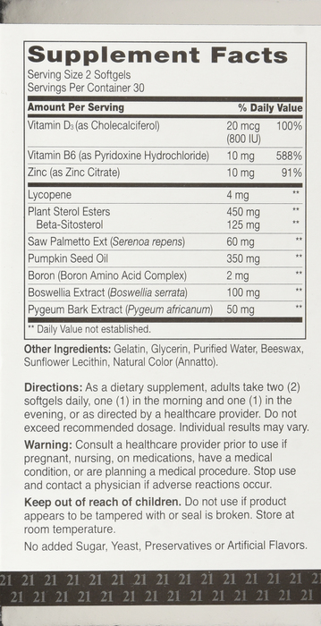 Prostate Health with Beta-Sitosterol 125mg Softgels 60ct By 21st ...