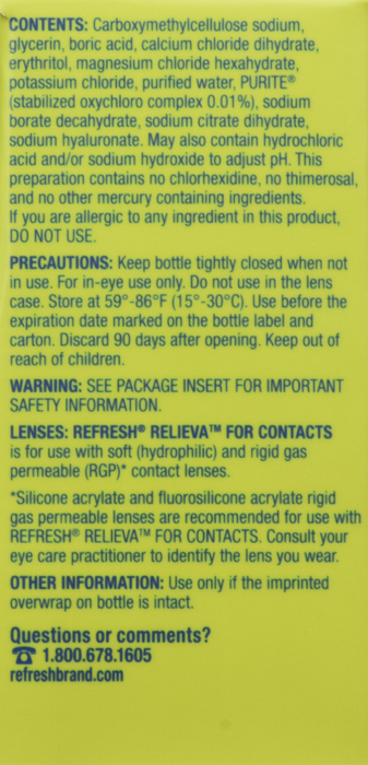 Pack of 12-Refresh Relieva For Contact Lense Eye Drops 8 ml By Allergan USA