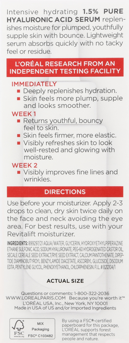 Pack of 12-Revitalift Derm Hyaluronic Acid Serum 1oz By L'Oreal Hair ...