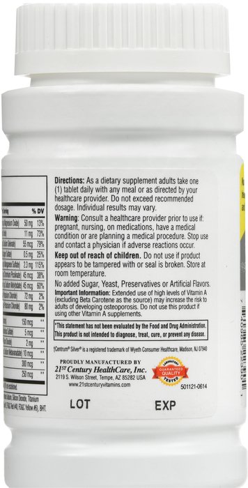 21st Century Sentry Senior Adults 50+ Multivitamin & Multimineral ...