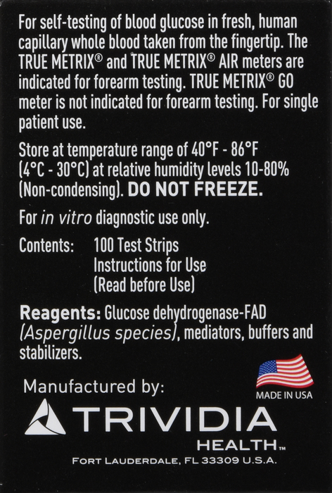 True Metrix Test Strips 100 By Trividia Health -OTC USA