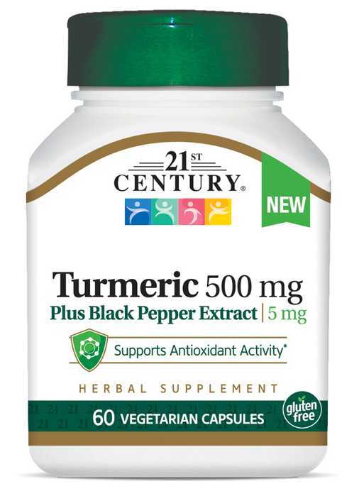 21st Century Turmeric 500 mg Plus Back Pepper Extract Vegetarian ...