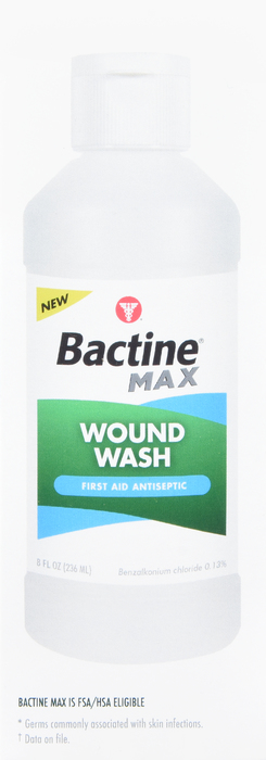 Case of 24-Bactine Max Wound Wash Liquid 8 oz By Emerson Healthcare USA