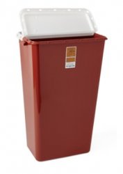 Biohazard Sharps Container with Hinged Lid, Red, 18 Gall By Medline ...