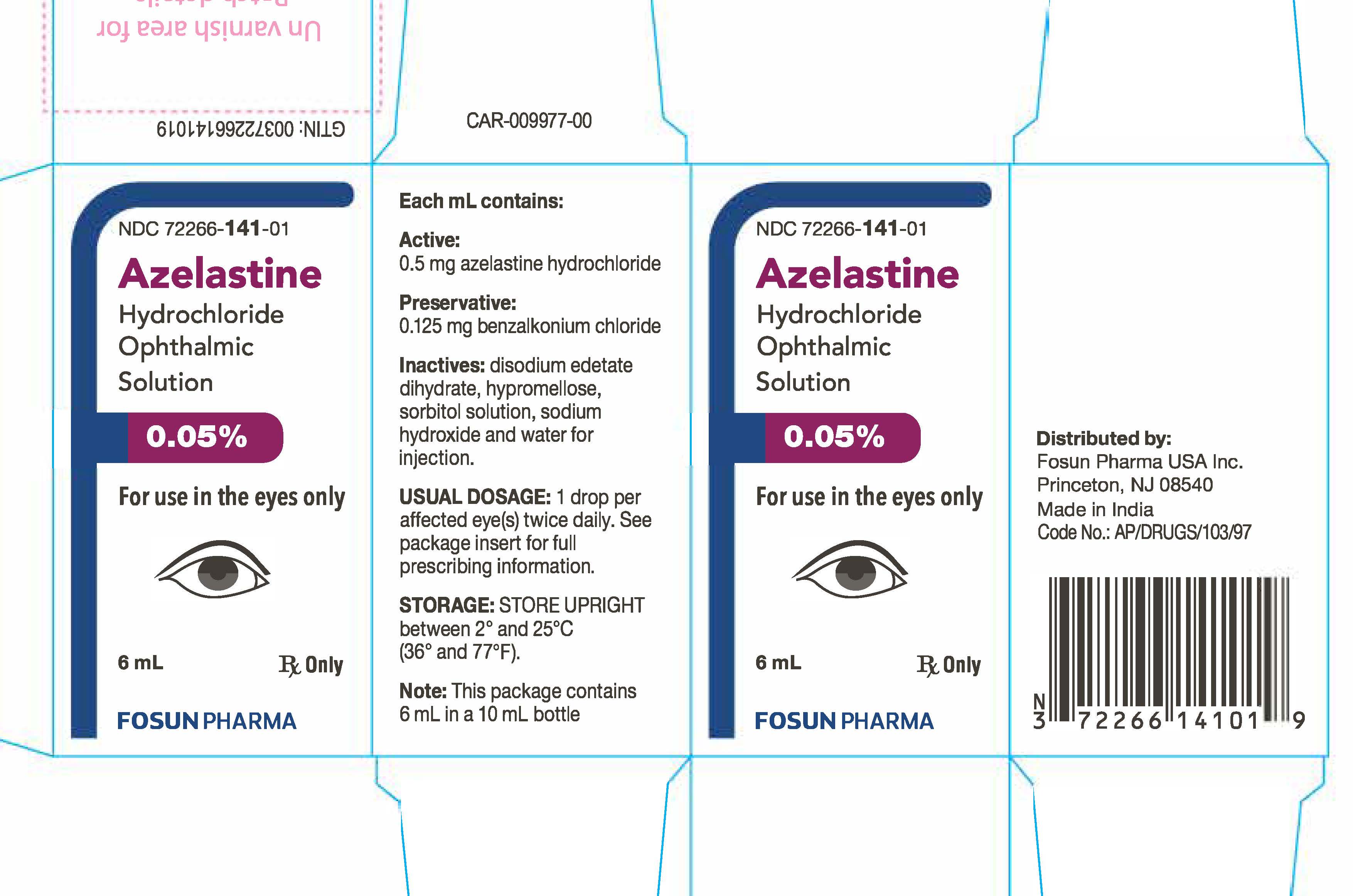 Rx Item-Azelastine 0.05% drops 6ml by Folsun Pharma