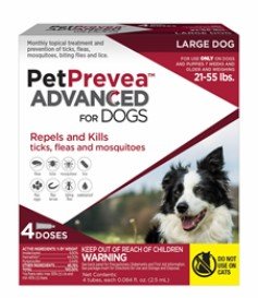 PetPrevea Advanced for Large Dogs 21 to 55 Pounds, Red Label (4 Dose x 4)