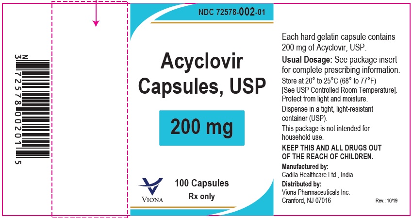 Rx Item-Acyclovir Gen Zovirax 200 Mg Cap 100 By Viona Pharmaceuticals USA