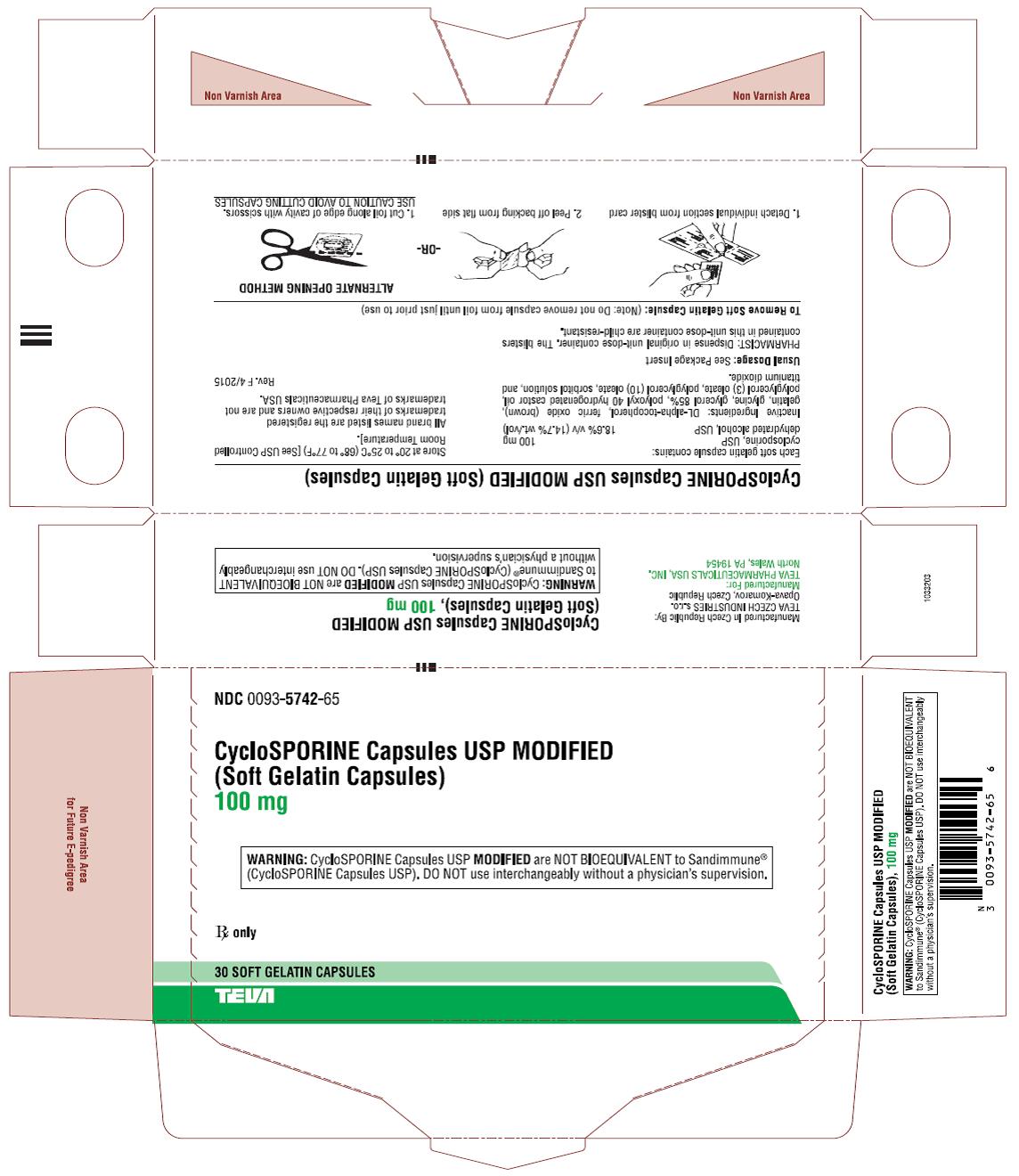 Rx Item-Cyclosporine 100 Mg Cap 30 By Teva Pharmaceuticals USA