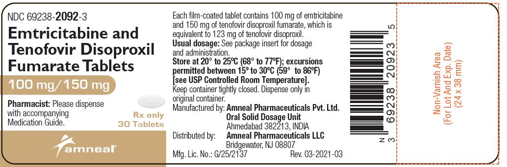 Rx Item-Rx Item-Emtricitabine-Tenofovir100-150 Mg Tab 30 By Amneal ...