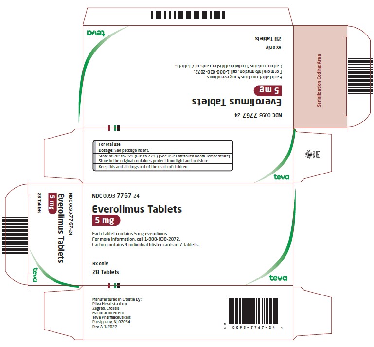 Rx Item-Everolimus 5 Mg Tab 28 By Teva Pharmaceuticals USA Gen Afinitor ...