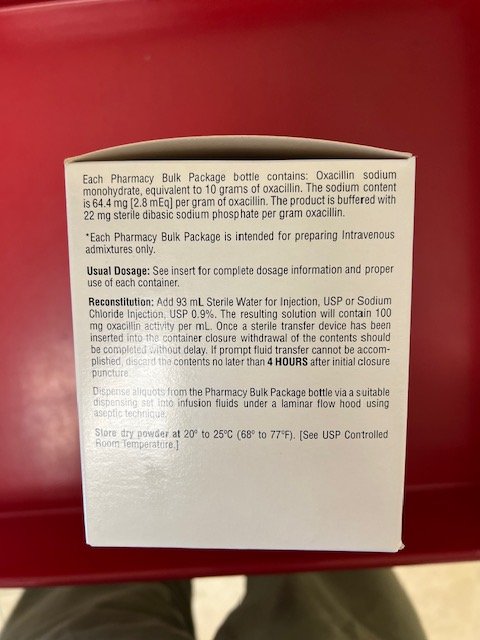 Rx Item-Oxacillin 10 Gm Vial 10 By Piramal Critical Care USA Exp 08/2023