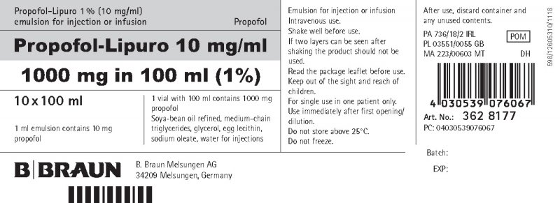 Rx Item-Propofol-Lipuro 1000Mg/100 Sdv 10X100 By Piramal- B.Braun