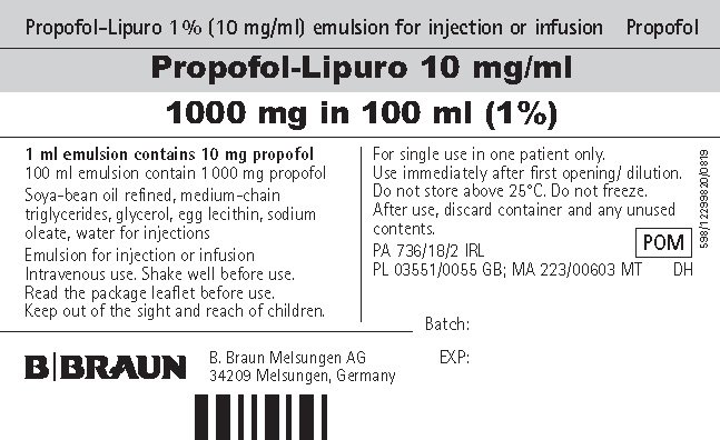 Rx Item-Propofol-Lipuro 1000Mg/100 Sdv 10X100 By Piramal- B.Braun