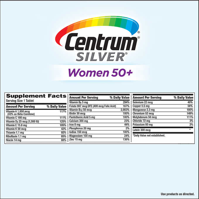 Centrum Silver Women 50 Multivitamin Supplement Tablets 275 Count