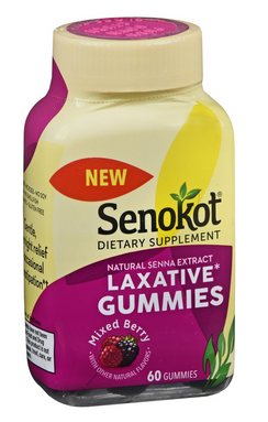 Case-of-12 Senokot Natural Senna Extrace Laxative Gummies, Mixed Berry 60ct